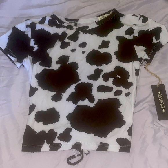 love dazed | Tops | Cow Print Lace Up Crop Top | Poshmark